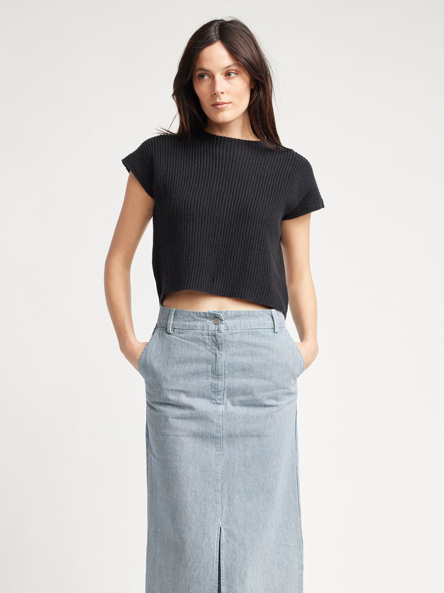 Gillian Crop Sweater Tee – Self Contrast